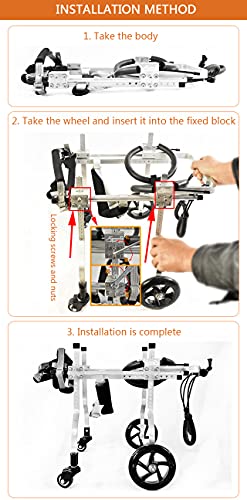 YUEG Dog Wheelchair Four Wheels Adjustable Pet Wheelchair Dogs Front and Hind Leg Rehabilitation Cart Paralyzed Pet Walk Assistant for Handicapped Small Medium Large Dogs L