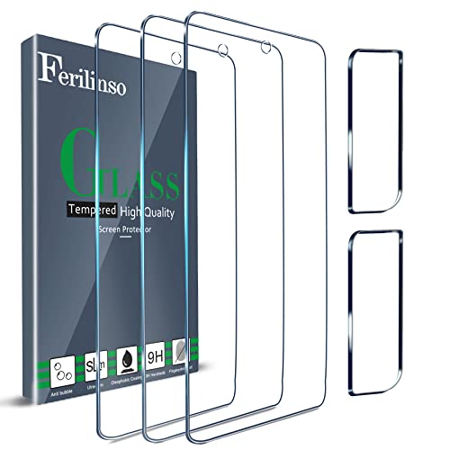 Ferilinso Designed for Samsung Galaxy S21 FE 5G Screen Protector, 3 Pack HD Tempered Glass with 2 Pack Camera Lens Protector [Case Friendly] [Bubble Free] [Easy Installation]