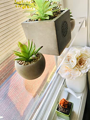 Elegant and Sophisticated Floating Window Shelf (21", Single Shelf) - Crystal Clear Recessed Durable Strong Acrylic Trinket, Plants, Succulents Indoor Collection Display Stand Trendy Modern Boho Chic