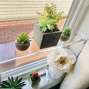 Elegant and Sophisticated Floating Window Shelf (21", Single Shelf) - Crystal Clear Recessed Durable Strong Acrylic Trinket, Plants, Succulents Indoor Collection Display Stand Trendy Modern Boho Chic