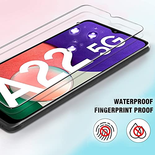 Ferilinso Designed for Samsung Galaxy A22 5G Screen Protector, 3 Pack HD Tempered Glass with 2 Pack Camera Lens Protector [9H Hardness] [Case Friendly] [Anti-Fingerprint] [Easy Installation]