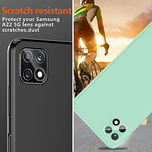 Ferilinso Designed for Samsung Galaxy A22 5G Screen Protector, 3 Pack HD Tempered Glass with 2 Pack Camera Lens Protector [9H Hardness] [Case Friendly] [Anti-Fingerprint] [Easy Installation]