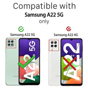 Ferilinso Designed for Samsung Galaxy A22 5G Screen Protector, 3 Pack HD Tempered Glass with 2 Pack Camera Lens Protector [9H Hardness] [Case Friendly] [Anti-Fingerprint] [Easy Installation]