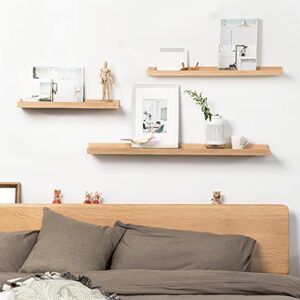 INMAN Floating Shelf for Wall Natural Walnut Wood Wall Shelves Picture Ledge Display Shelf Hanging Wall Bookshelf for Living Room Bedroom Kitchen Office Home Décor (Natural, 24inches)