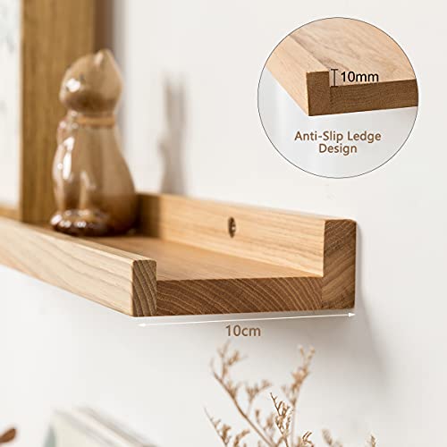 INMAN Floating Shelf for Wall Natural Walnut Wood Wall Shelves Picture Ledge Display Shelf Hanging Wall Bookshelf for Living Room Bedroom Kitchen Office Home Décor (Natural, 24inches)