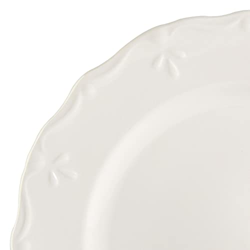 Gibson Home Round Embossed Dinnerware Set, Service for 4 (12pcs), White