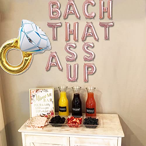 HEETON Bachelorette Party Bach That Balloon Banner Brunch Bridal Shower Party Decorations Nash Bachelorette Party Sign Rose Gold Floral Decorations for Bridal Shower Bubbly Bar