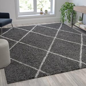 Flash Furniture Shag Style Diamond Trellis Area Rug - 5' x 7' - Ivory