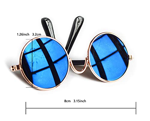 Funny Cat Sunglasses Dog Glasses Metal Retro Circular Glasses Puppy Pet Eyewear for Cosplay Costume Photos Props