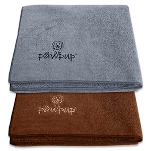 pawpup dog towel super absorbent - pack of 2 - quick drying super soft microfiber pet towel for dogs, cats and other pets