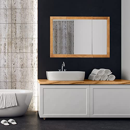 Design House 530584-NOK Richland 48 inches W x 4.75 inches D x 30 inches H Assembled Framed Tri-View Surface-Mount Bathroom, 48x30, Nutmeg Oak