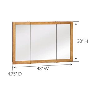 Design House 530584-NOK Richland 48 inches W x 4.75 inches D x 30 inches H Assembled Framed Tri-View Surface-Mount Bathroom, 48x30, Nutmeg Oak