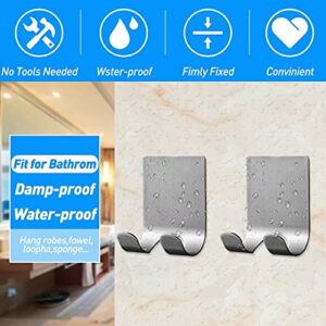 Waterproof Razor Holder for Shower, Heavy Duty Self Adhesive Hooks, Stainless Steel Towel Hooks for Bathrooms Wall (Silver, 2 Pack)