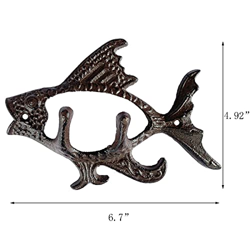 Rustic Heavy Duty Cast Iron Hook Wall Art Décor Hanging Towel Key Coat Rack Durable Iron Hanger Living Room Bathroom Room Kitchen Wall Decoration-(Single Fish Hook)