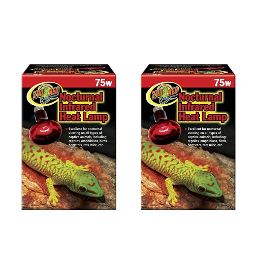 Nocturnal Infrared 75w Reptile Basking Bulb (2 Pack) - Includes Attached DBDPet Pro-Tip Guide - Good for Night Time Heating or Basking