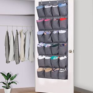 MISSLO Sturdy Fabric Hanging Shoe Organizer Over the Door Shoe Rack 24 Large Pockets Closet Holder Hanger Storage with 4 Metal Hooks for Men Sneakers Women High Heels Slippers