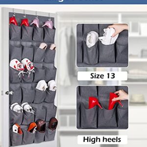 MISSLO Sturdy Fabric Hanging Shoe Organizer Over the Door Shoe Rack 24 Large Pockets Closet Holder Hanger Storage with 4 Metal Hooks for Men Sneakers Women High Heels Slippers