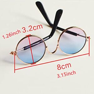 Funny Cat Sunglasses Dog Glasses Metal Retro Circular Glasses Puppy Pet Eyewear for Cosplay Costume Photos Props Pet Accessory Halloween Christmas