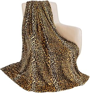 macevia flannel fleece throw blanket for couch leopard print blanket fuzzy cozy comfy super soft fluffy plush cheetah blanket for bed sofa 260gsm (brown leopard,50x60inches)