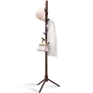 z&l house coat rack freestanding, pure natural solid wooden coat tree, 8 hooks and adjustable height floor hanger, used in the bedroom living room office to hang clothes, hats, bags