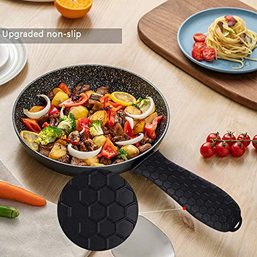 Silicone Hot Handle Holders Cover 4 Pack Cast Iron Skillet Handle Cover Pot Handle Holder Sleeve Non-Slip Heat Resistant Removable Potholder for Metal ​Frying Pans Aluminum Cookware Handles (Black)