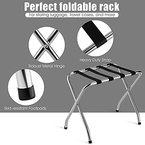 Giantex Luggage Rack, Silver, Black