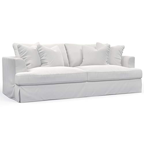 Sunset Trading Newport Slipcovered Sofas, Large 94" Wide Stationary, Performance Fabric White