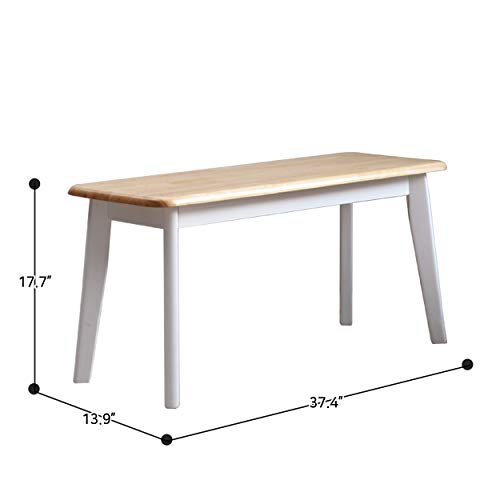 Livinia 3-Piece Dining Table Set, Canberra 47.2" Table (Natural-White) Canberra 37.4" Dining Bench (Natural-White) Set