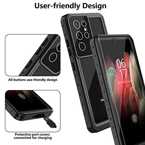 Oterkin for Samsung Galaxy S21 Ultra Case,S21 Ultra Waterproof Case with Built-in Screen Protector Dustproof Shockproof 360 Full Body Underwater Case for Samsung S21 Ultra 5G 6.8inch (2021) Black