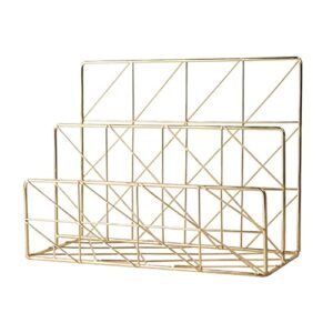 storage newspaper baskets metal plating empty golden bookshelf racks living room home magazine rack desktop ornaments (color : gold, size : 251220cm)