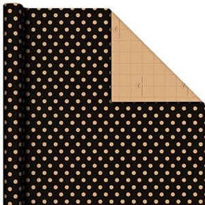 Hallmark Recyclable Wrapping Paper with Cutlines on Reverse (3 Rolls: 60 sq. ft. ttl) Red Grid, Blue Chevron, Black Dots on Kraft Brown for Birthdays, Graduations, Christmas, 0005EWR6546