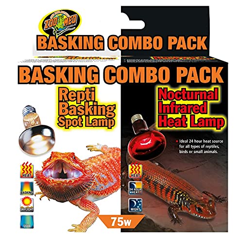 Zoomed Reptile Basking Light Combo Pack - Includes Attached DBDPet Pro-Tip Guide (75w Basking & 75w Infrared Bulb)