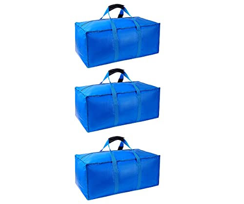 BEISUOSI Moving & Storage Bags - Heavy Duty Extra Large with zipper, Clothes Storage, Blue Space Saver bag 3psc