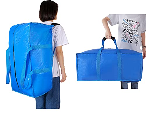 BEISUOSI Moving & Storage Bags - Heavy Duty Extra Large with zipper, Clothes Storage, Blue Space Saver bag 3psc