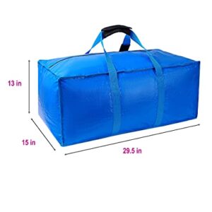 BEISUOSI Moving & Storage Bags - Heavy Duty Extra Large with zipper, Clothes Storage, Blue Space Saver bag 3psc