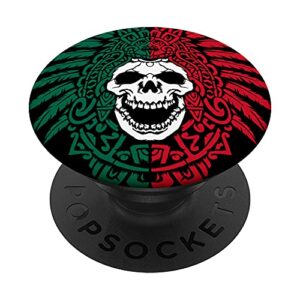 mexico flag - aztec warrior skull - hecho en mexico calavera popsockets swappable popgrip