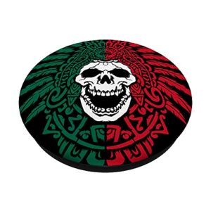 Mexico Flag - Aztec Warrior Skull - Hecho En Mexico Calavera PopSockets Swappable PopGrip