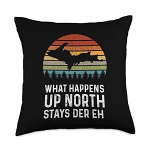 yooper 906 designs upper peninsula michigan mi retro what happens up north throw pillow, 18x18, multicolor