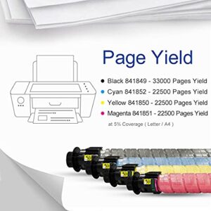 GREENRHINO Remanufactured (High Yield) Toner Cartridge Replacement for Ricoh MP C4503 MP C5503 MP C6003 MP C4504 MP C5504 MP C6004, 841849-841852 (1 Black, 1 Yellow, 1 Magenta, 1 Cyan, 4-Pack)