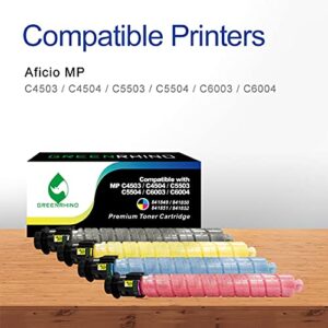 GREENRHINO Remanufactured (High Yield) Toner Cartridge Replacement for Ricoh MP C4503 MP C5503 MP C6003 MP C4504 MP C5504 MP C6004, 841849-841852 (1 Black, 1 Yellow, 1 Magenta, 1 Cyan, 4-Pack)