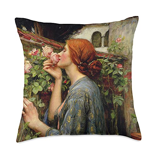 John William Waterhouse Gifts The Soul of The Rose John William Waterhouse Art Throw Pillow, 18x18, Multicolor