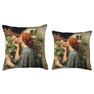 John William Waterhouse Gifts The Soul of The Rose John William Waterhouse Art Throw Pillow, 18x18, Multicolor