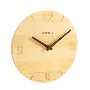 jiyuerltd modern solid wood clock - 12“ silent wall clock,decorative clock for bedroom, living room, kitchen, office and hotel