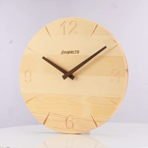 JIYUERLTD Modern Solid Wood Clock - 12“ Silent Wall Clock,Decorative Clock for Bedroom, Living Room, Kitchen, Office and Hotel