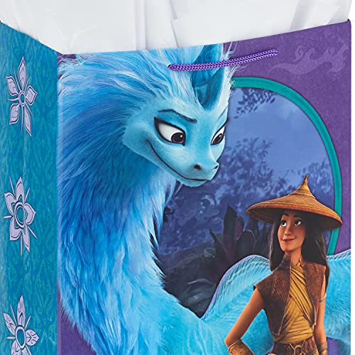 Hallmark 13" Large Gift Bag with Tissue Paper (Disney Raya and the Last Dragon) for Kids, Birthdays, Christmas