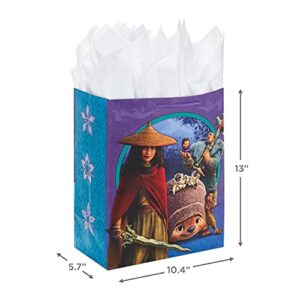 Hallmark 13" Large Gift Bag with Tissue Paper (Disney Raya and the Last Dragon) for Kids, Birthdays, Christmas