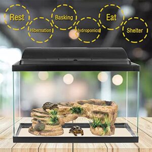 Turtle Basking Platform, Resin Dock Resting Rectangular Aquarium Turtle Tank Decorations, Reptile Habitat Accessories, Reptile Hide Floating Ledge Resting Terrace for Bearded Dragon, Newts, Lizard