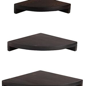 Lawei Set of 3 Wood Corner Shelf Wall Mount, Solid Wood Floating Corner Shelves Wall Hanging Corner Shelves for Display of Books, Small Plant, Photos, Wall Decor