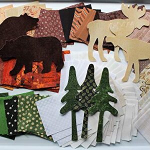 Autumn Table Runner Wall Hanging Kit - Fabric Charm Packs - 2.5-Inch Precut Fabric - Quilt Fabric - 100% Quilting Cotton - Quilting Fabrics - Cabin - Bear - Moose