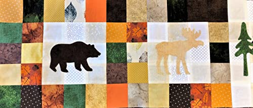 Autumn Table Runner Wall Hanging Kit - Fabric Charm Packs - 2.5-Inch Precut Fabric - Quilt Fabric - 100% Quilting Cotton - Quilting Fabrics - Cabin - Bear - Moose